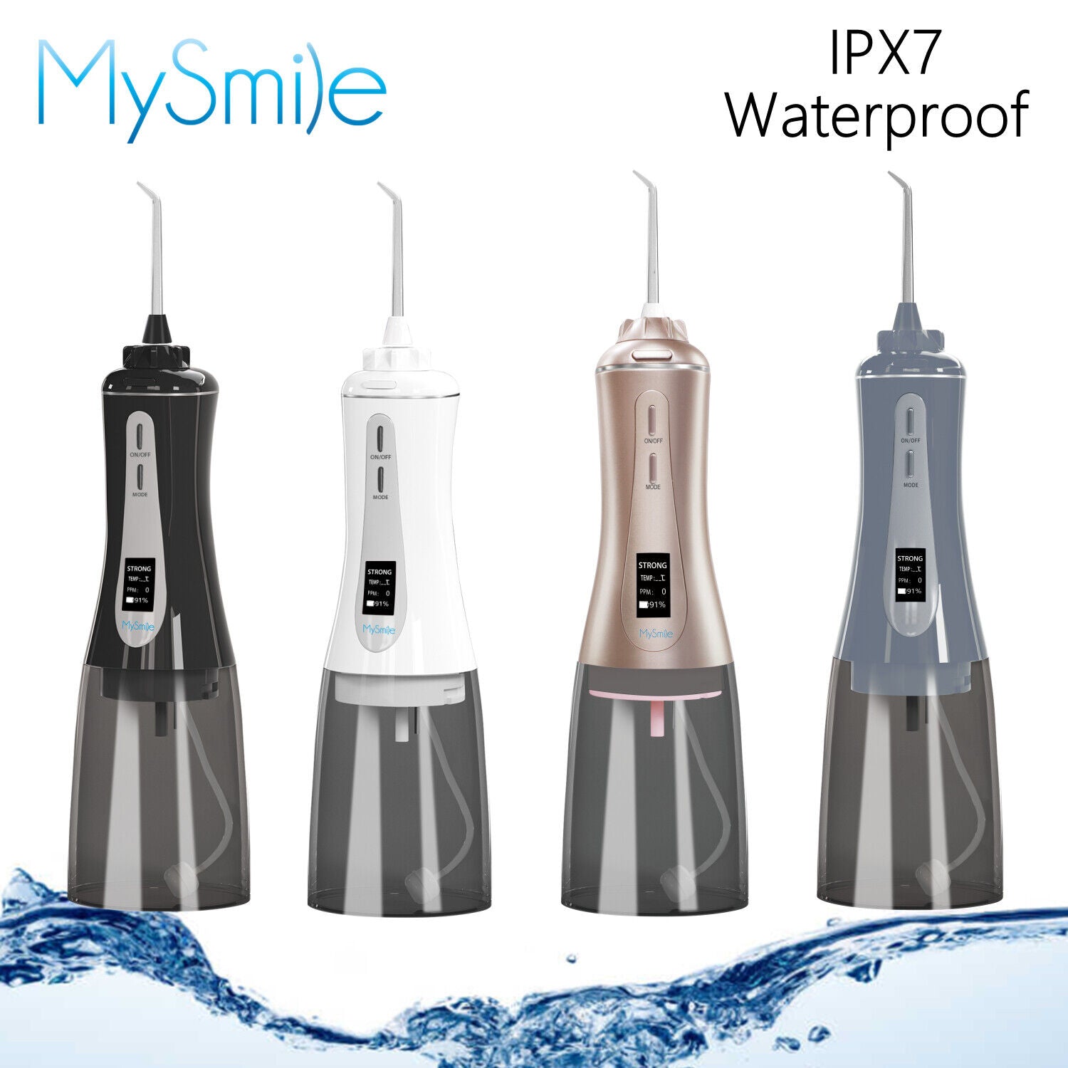 MySmile Portable OLED Oral Irrigator Water Flosser 8 Jet Pick Tips 5 M – ABrite Dental Inc
